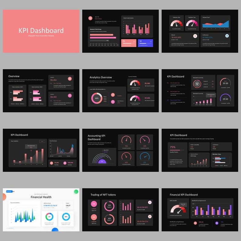 KPI Dashboard Infographic Powerpoint Template | Business Performance ...