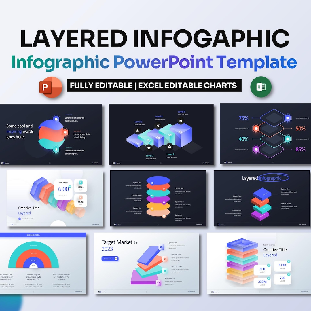 Layered Infographic Powerpoint Template | Business Strategy & Data Flow ...