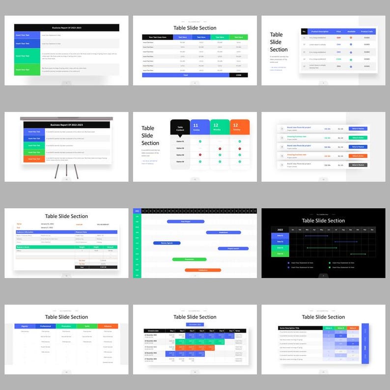 Table Section Infographic Powerpoint Template | Editable Data Charts ...