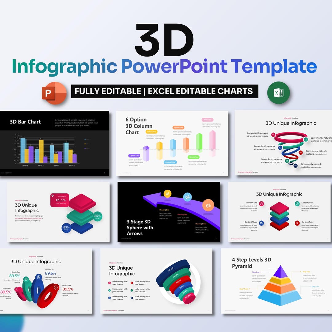 3D Infographic Powerpoint Template | Data Visualization PPT | Modern ...