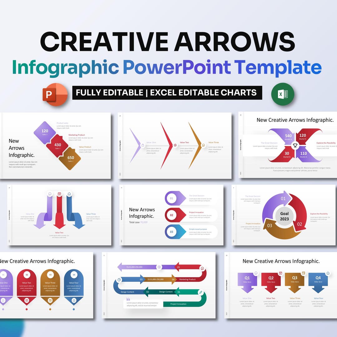 Creative Arrows Infographic Powerpoint Template | Modern Business ...