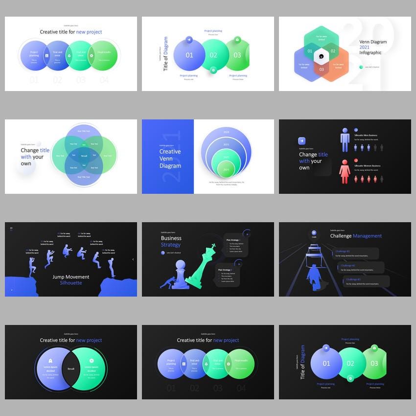 Silhouette Venn Infographic Powerpoint | Business Overlap ...