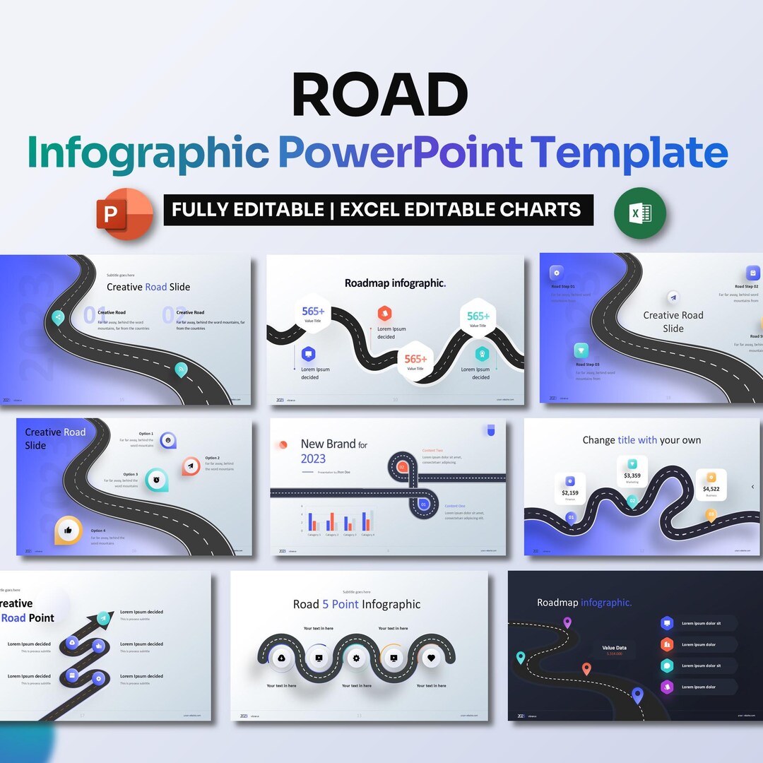 Road Infographic Powerpoint Template | Journey, Planning & Business ...