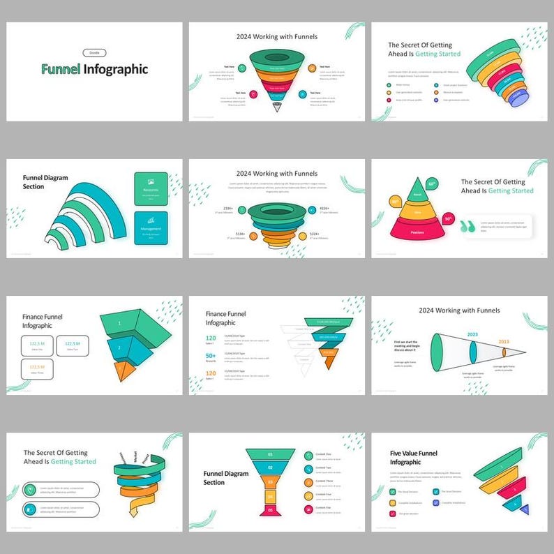 Doodle Funnel Infographic Powerpoint Template | Business Sales Process ...