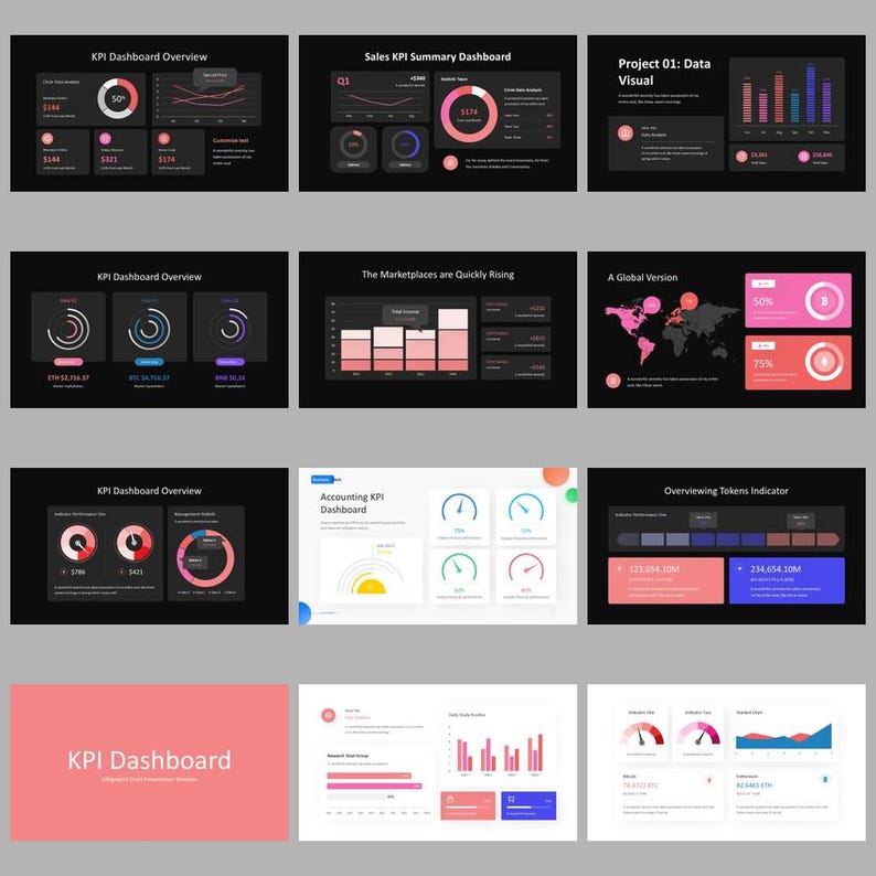 KPI Dashboard Infographic Powerpoint Template | Business Performance ...