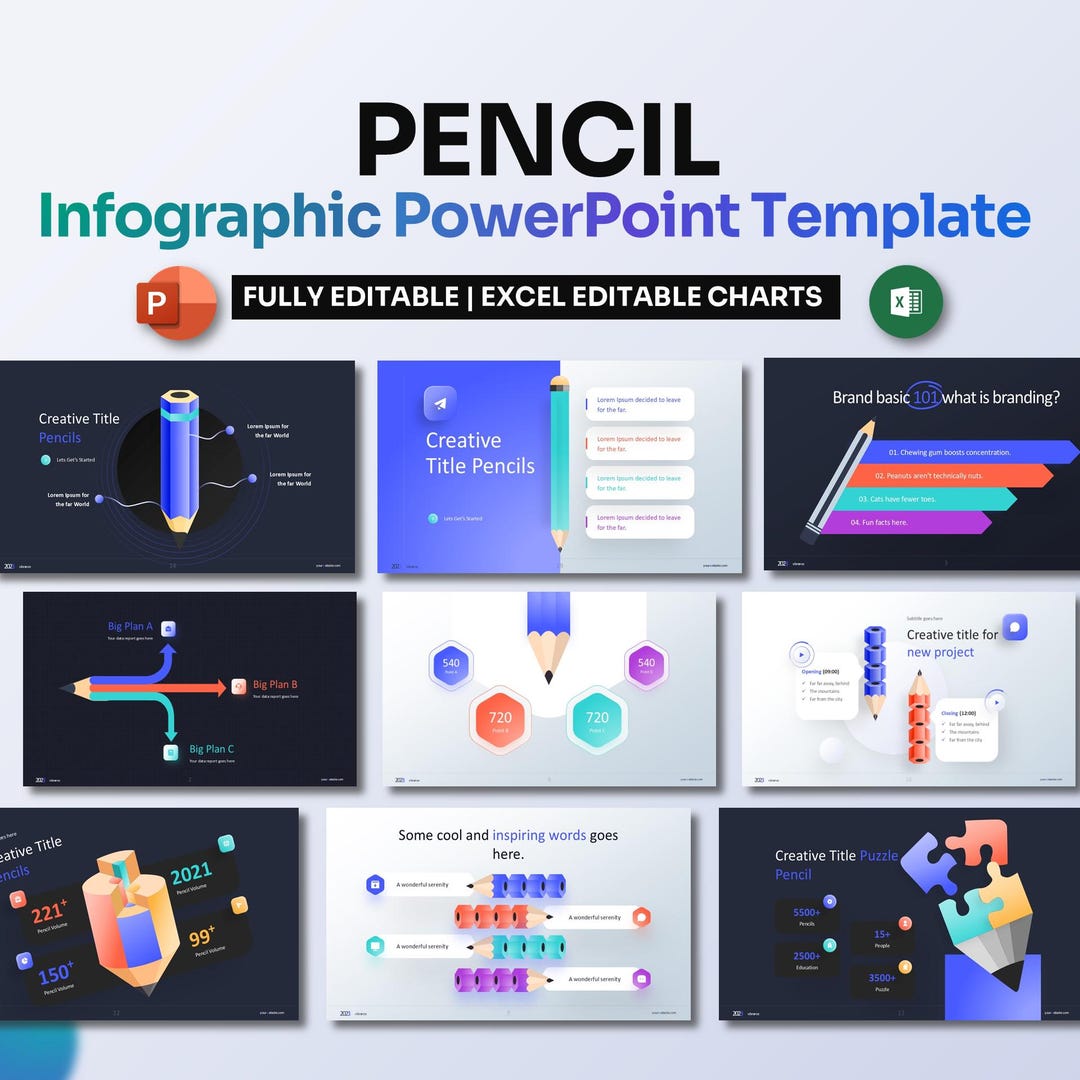 Pencil Infographic Powerpoint Template | Creative Business & Design ...