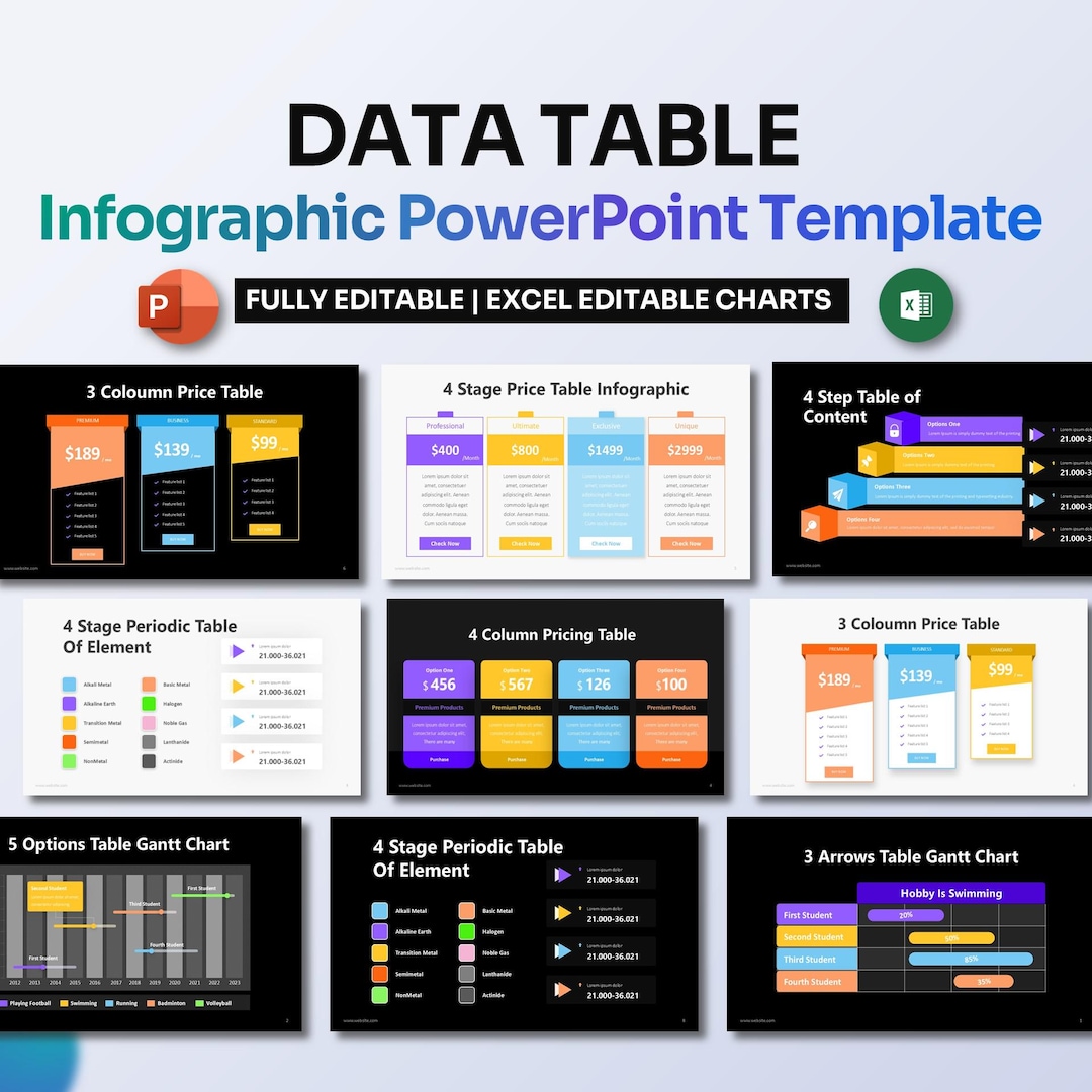 Data Table Infographic Powerpoint Template | Editable Business ...