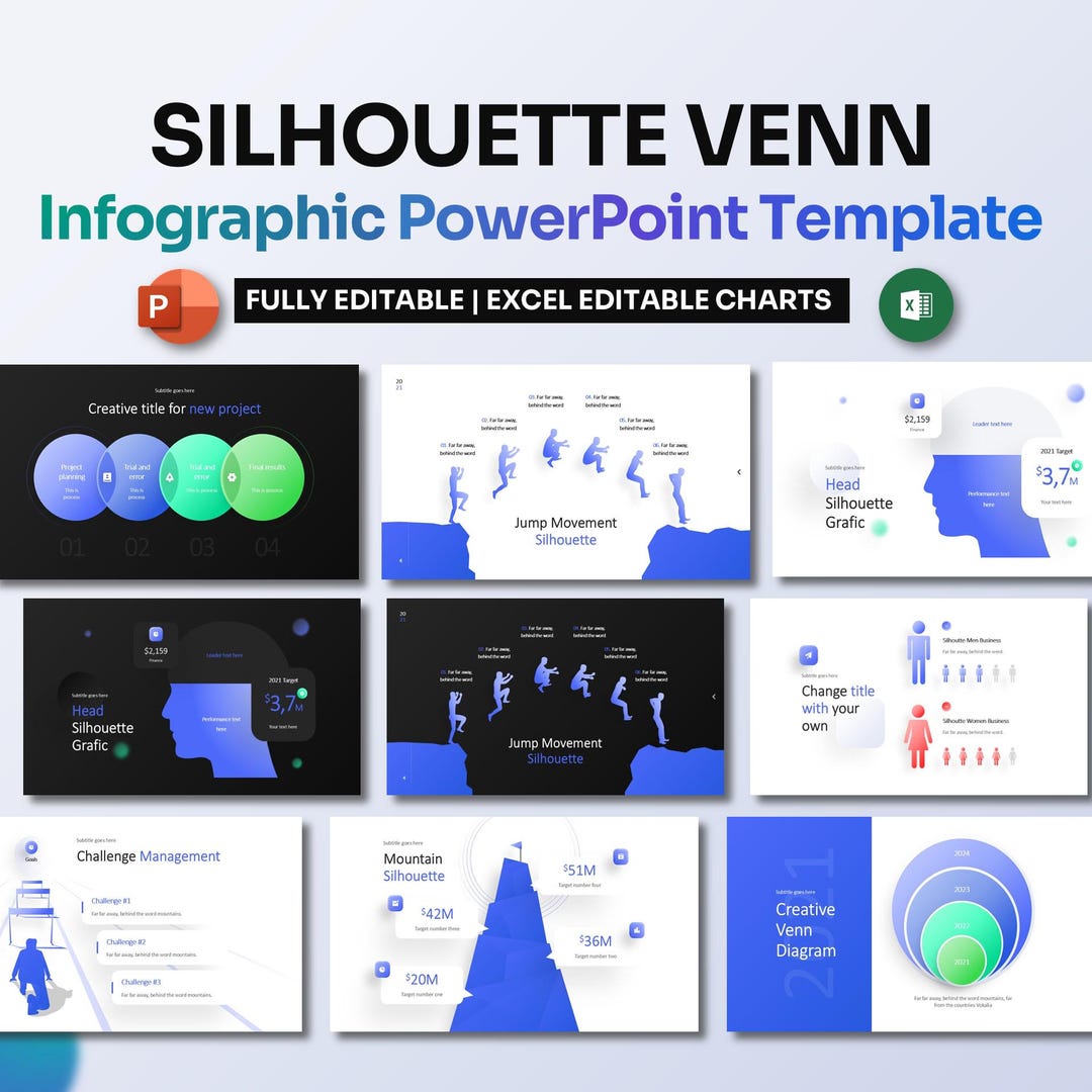 Silhouette Venn Infographic Powerpoint | Business Overlap ...