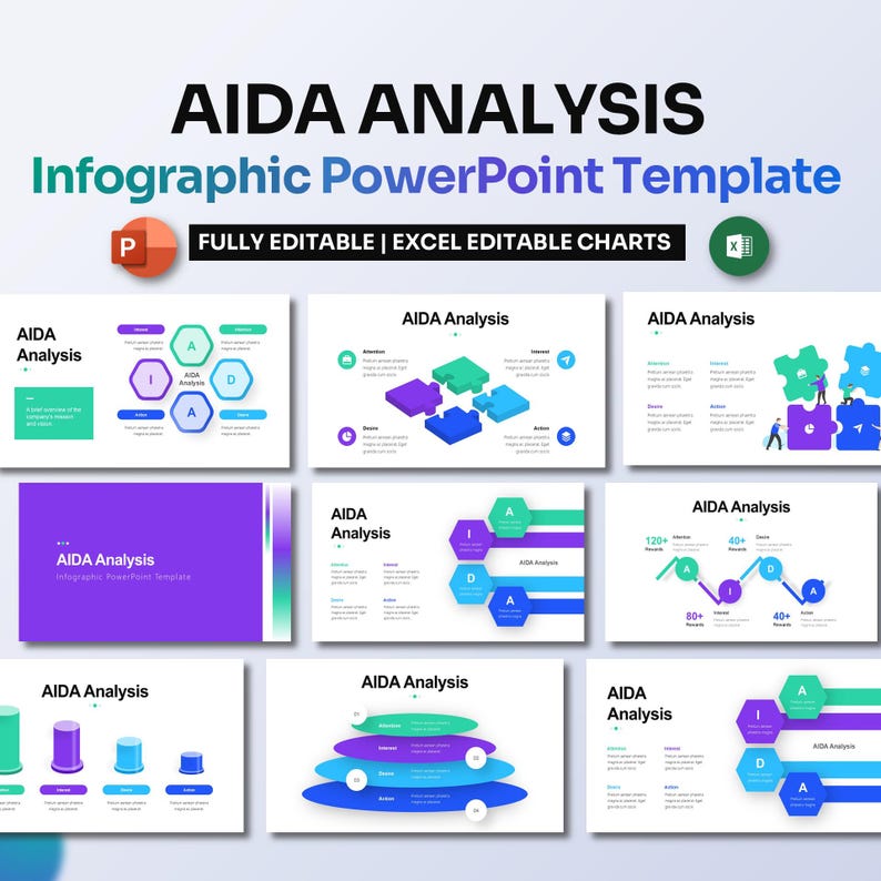 AIDA Analysis Infographic Powerpoint | Digital Marketing Strategy PPT ...