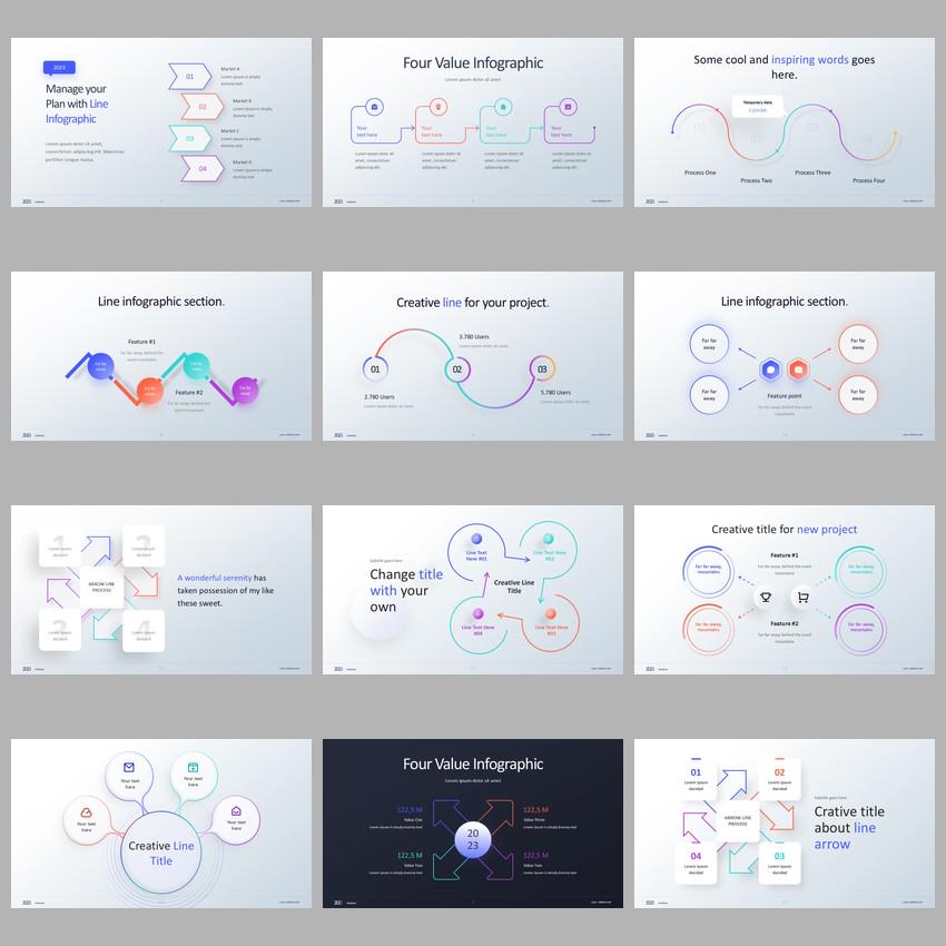 Line Infographic Powerpoint Template | Editable Data Chart & Growth ...