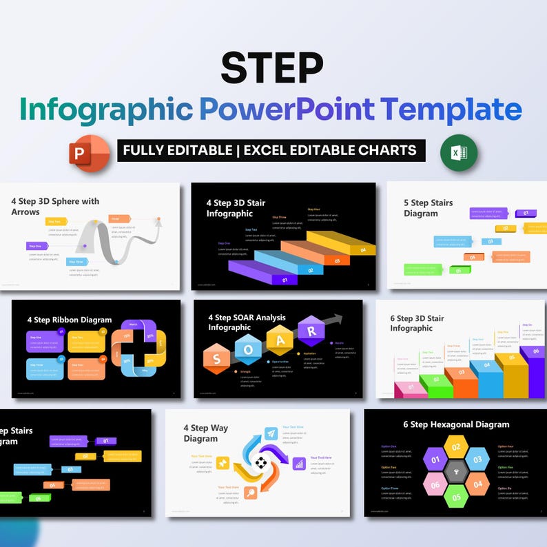 Step Infographic Powerpoint Template | Multi-stage Planning & Data ...