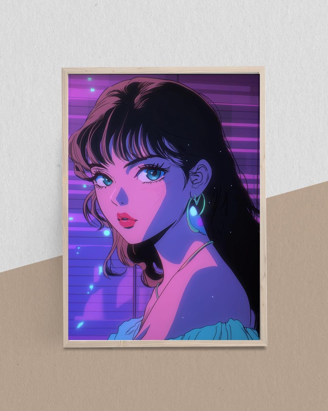 Retro Anime Girl Poster, Anime Wall Art, Anime Girl Print, Japanese ...