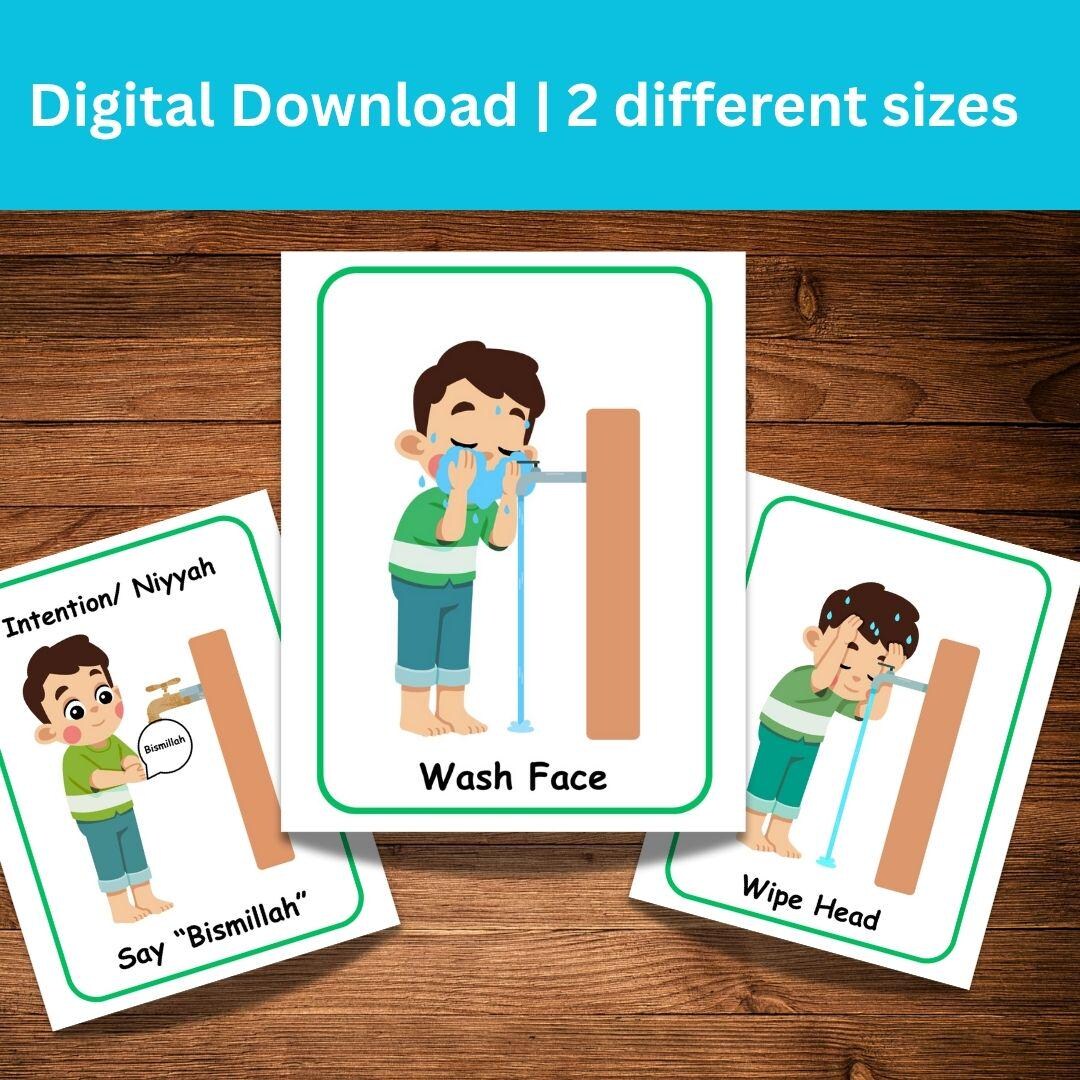 Wudu Flashcards | Ablution Flashcards | Step by Step | Picture Cards ...