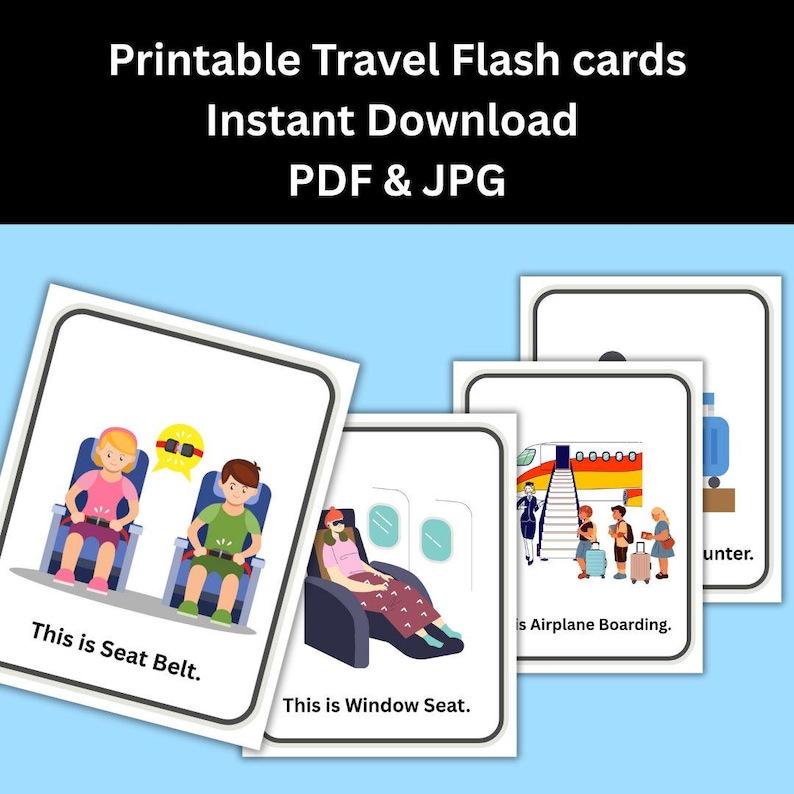Printable Travel Flash Cards for ADHD & Autistic Kids | Visual Travel ...