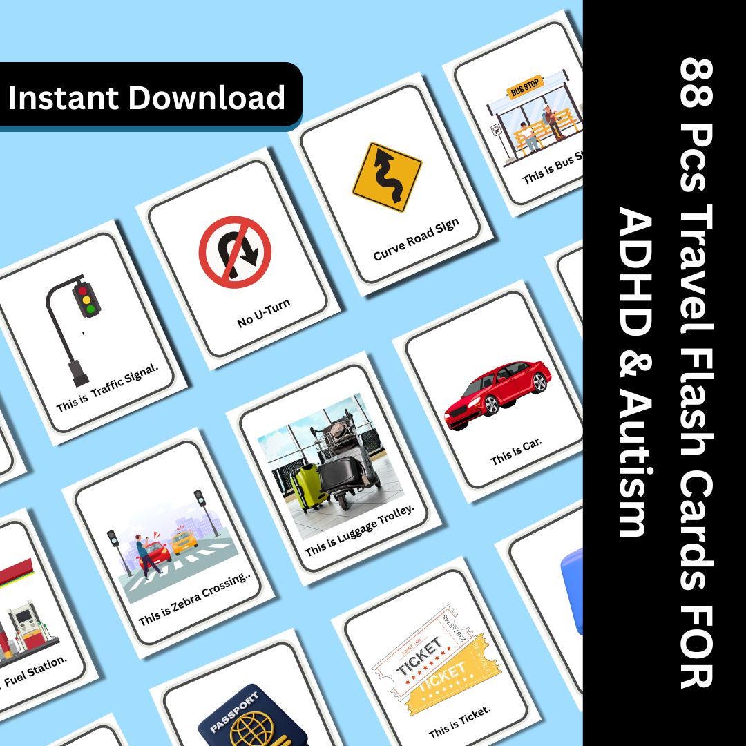 Printable Travel Flash Cards for ADHD & Autistic Kids | Visual Travel ...