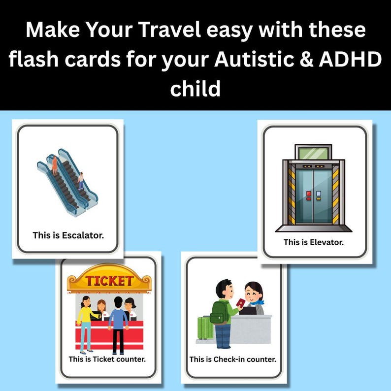 Printable Travel Flash Cards for ADHD & Autistic Kids | Visual Travel ...