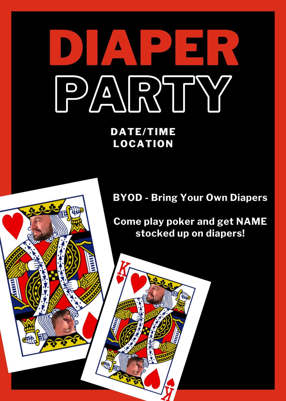 Customizable Diaper Poker Party Invitation Baby Shower - Etsy