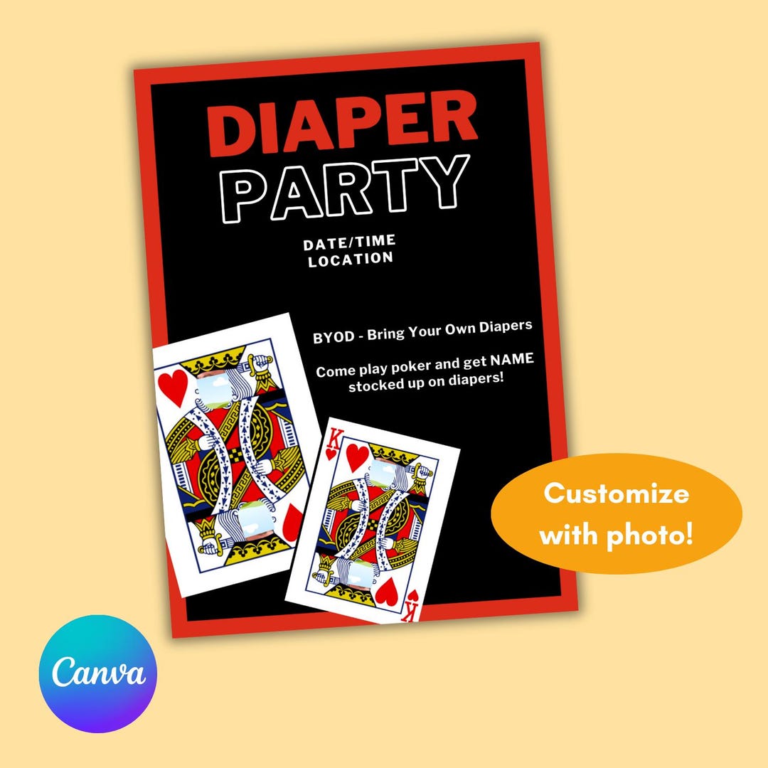 Customizable Diaper Poker Party Invitation Baby Shower - Etsy