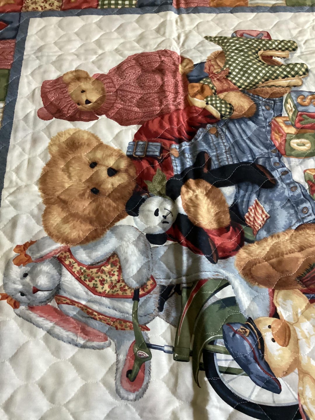Blue Jean Teddy Bear Baby Quilt - Etsy