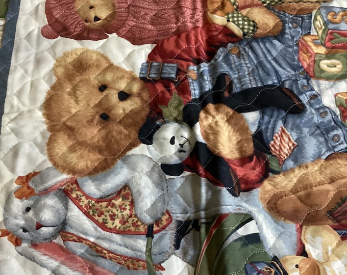 Blue Jean Teddy Bear Baby Quilt - Etsy