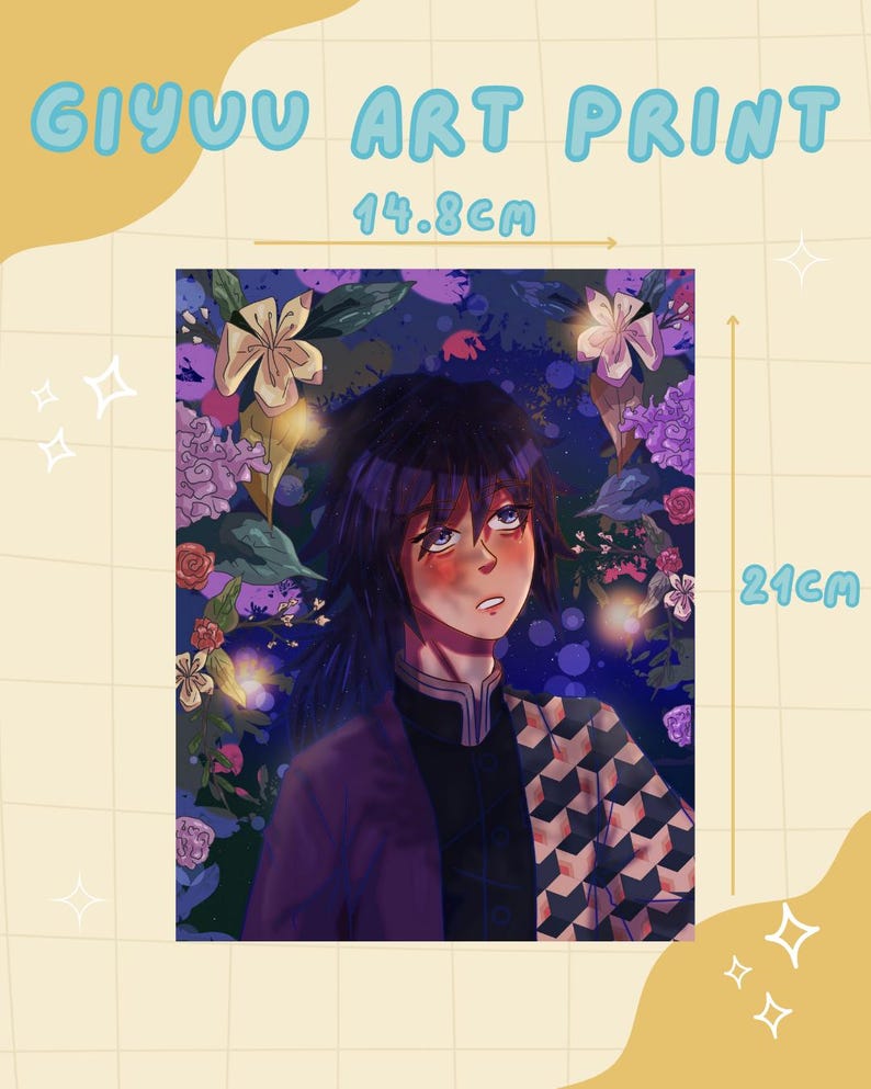 Demon Slayer Giyuu Tomioka Anime Print - A5 Fan Art Poster | Vibrant ...