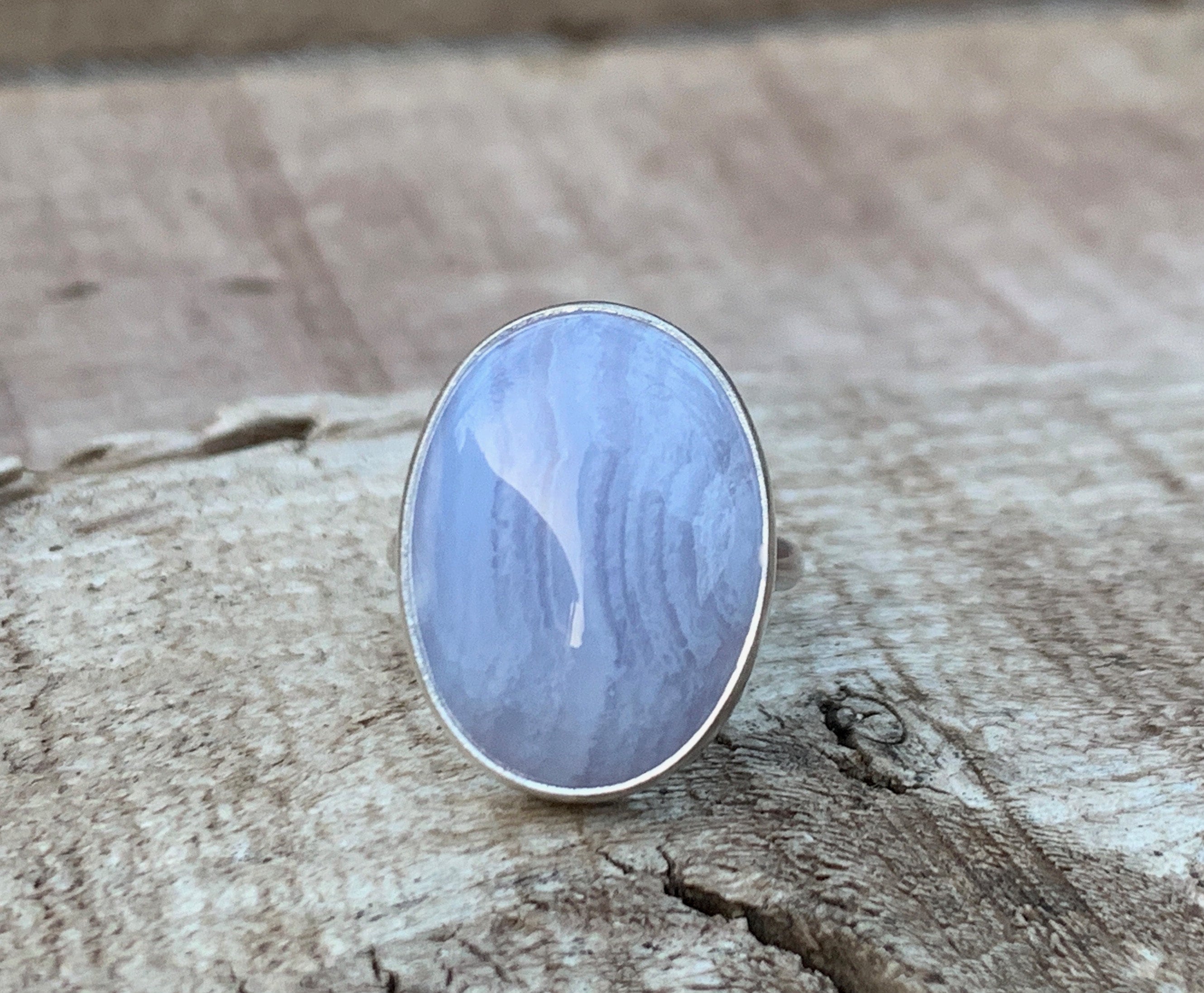 Elegant Oval Lilac Agate Sterling Silver Statement Ring | Etsy