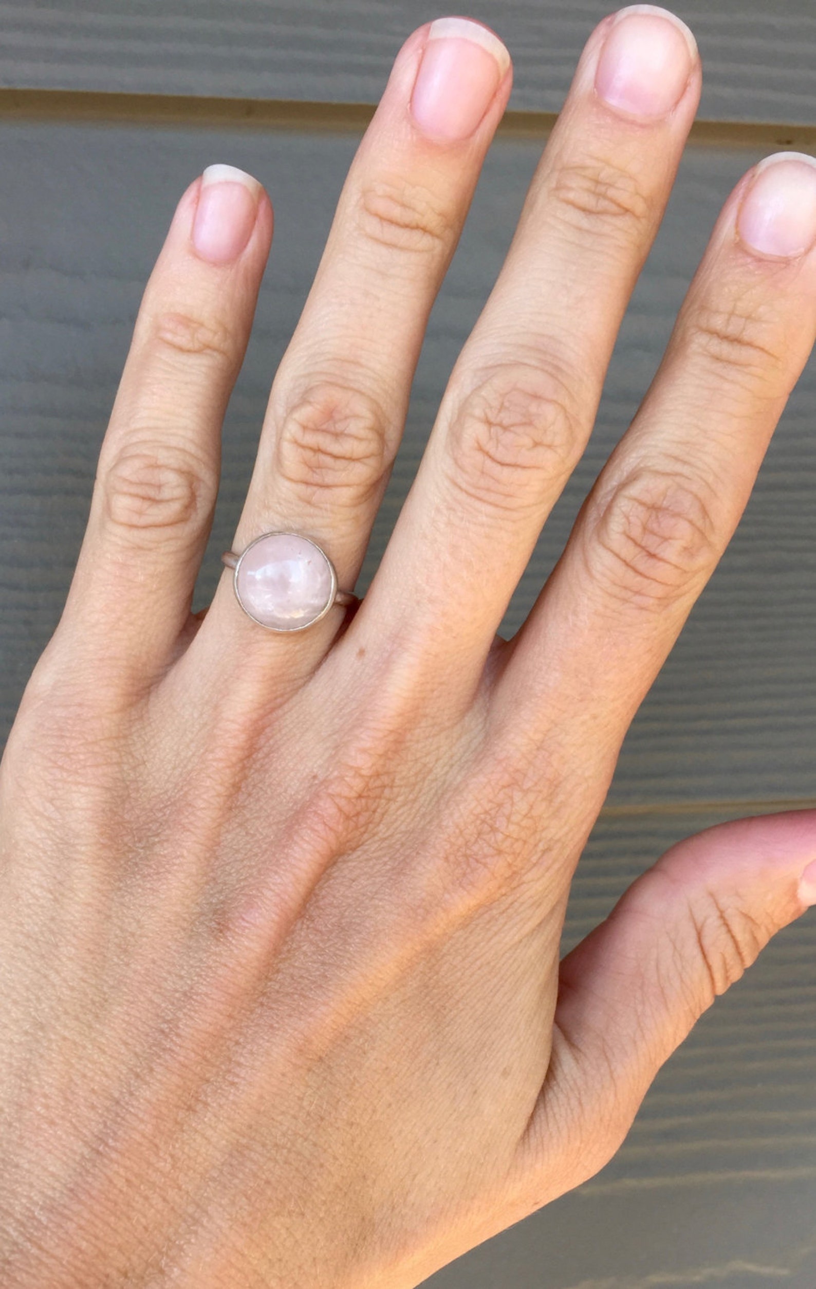 Romantic Gossamer Pink Round Rose Quartz Sterling Silver Ring | Rose ...