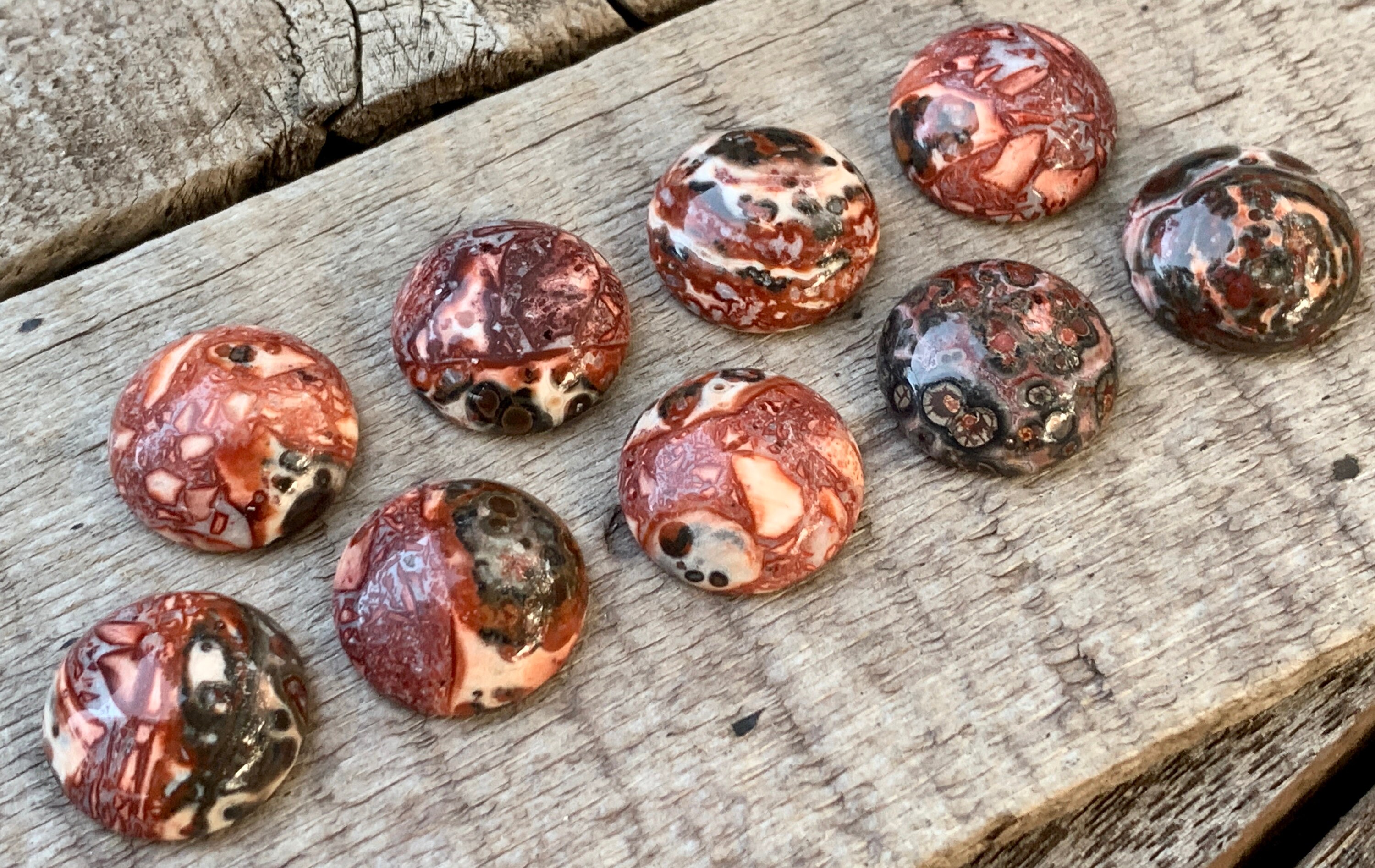 Edgy Red Orange Round Leopard Skin Jasper Sterling Silver Ring | Etsy