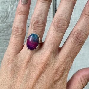 Elegant Pastel Blue Pink Purple Dragon Agate Sterling Silver Ring ...