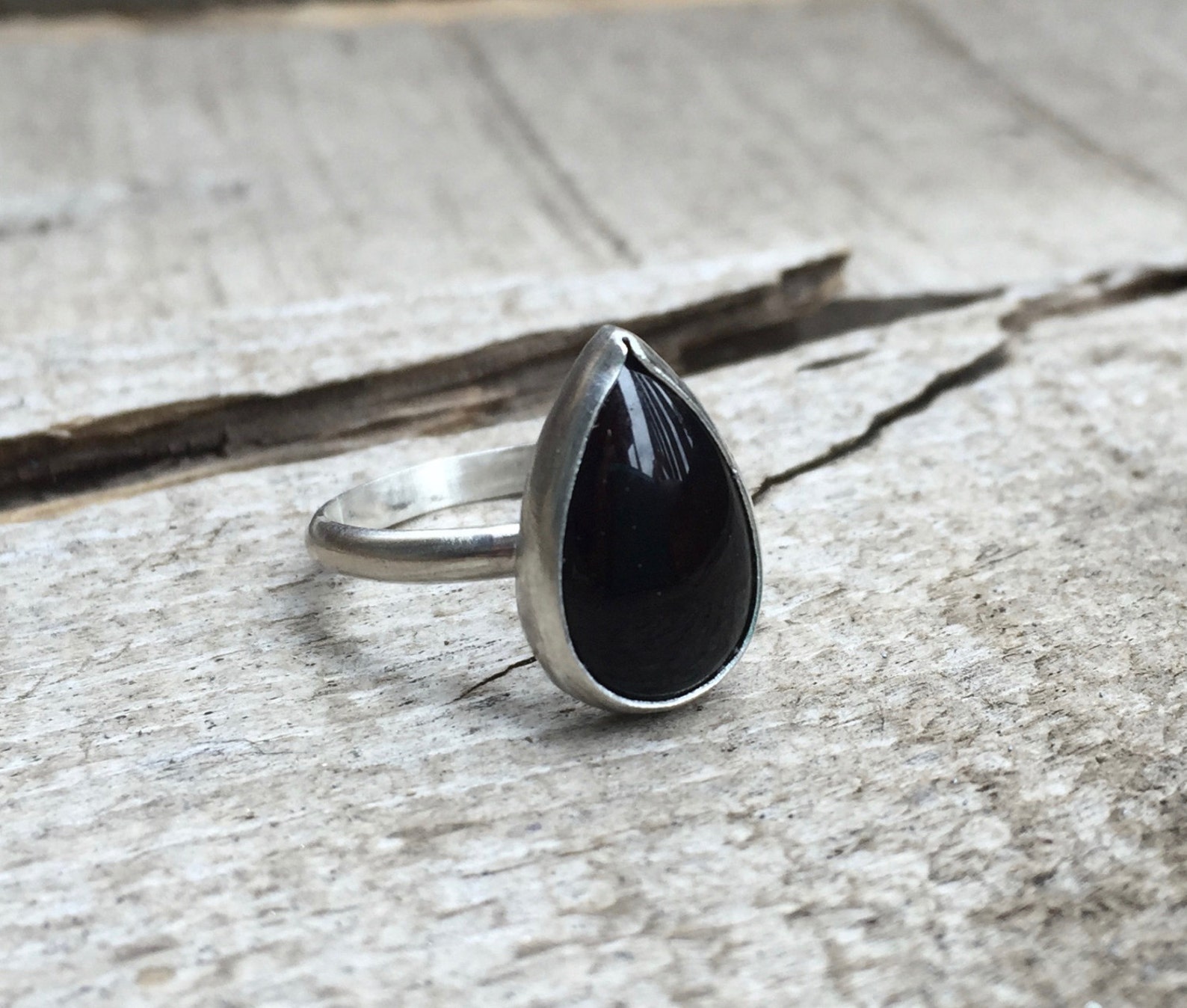 Minimalist Teardrop Pear Shape Black Onyx Sterling Silver - Etsy