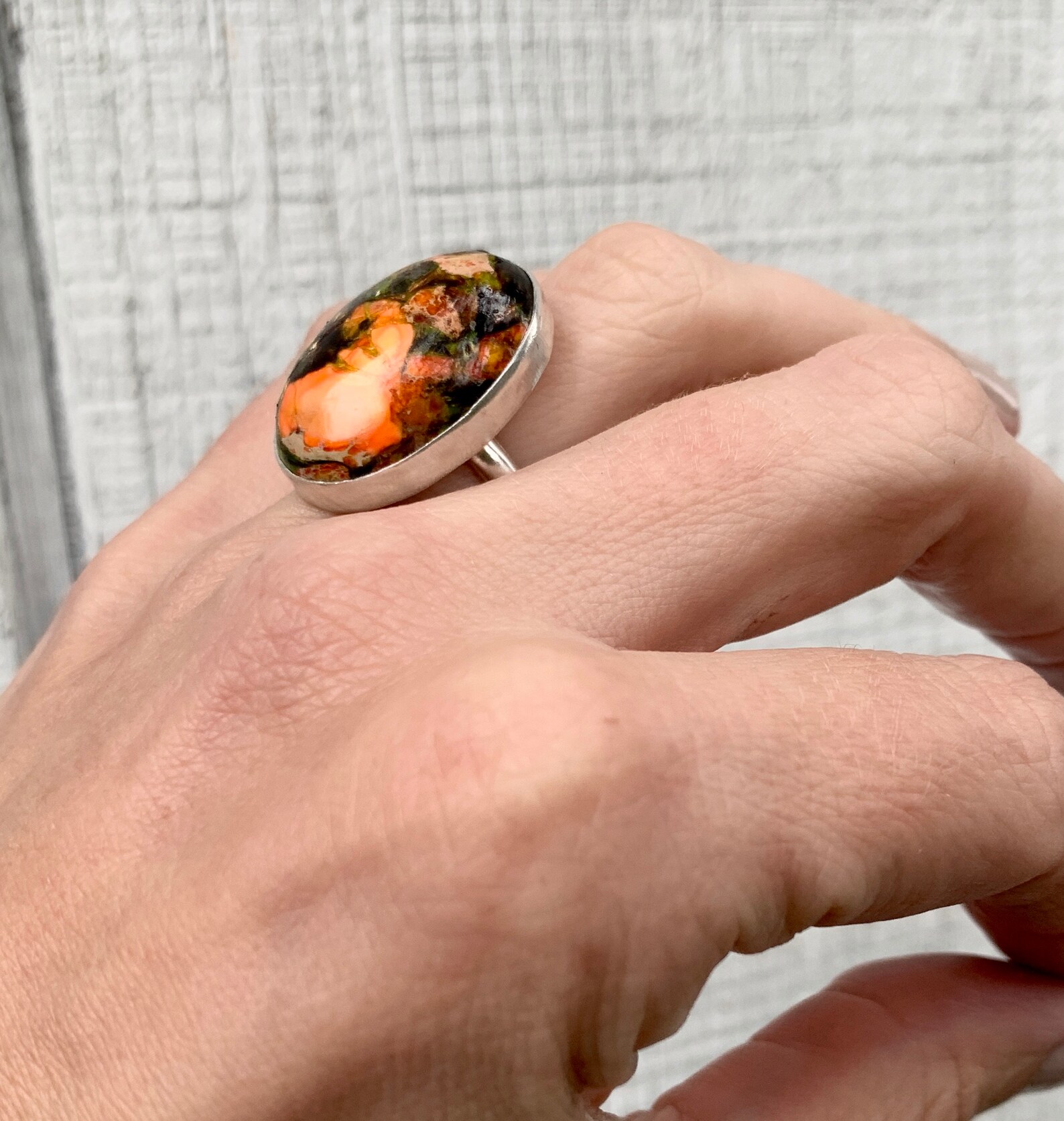 Oval Bright Orange Copper Sea Sediment Ocean Jasper Sterling - Etsy