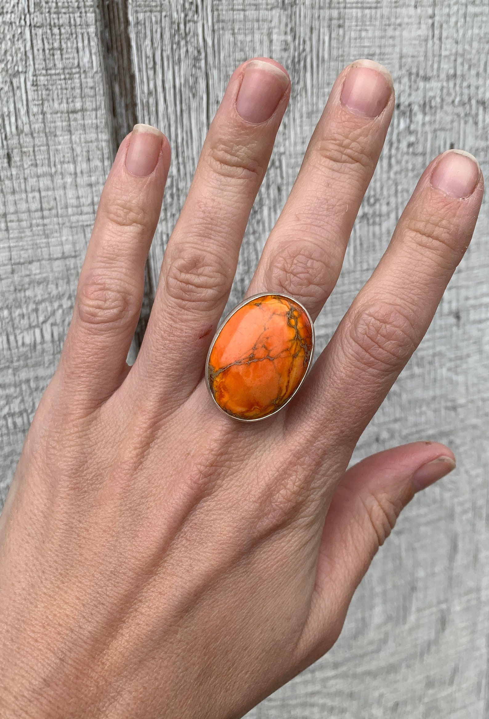 One of a Kind Orange Ocean Jasper Sterling Silver Ring Boho | Etsy
