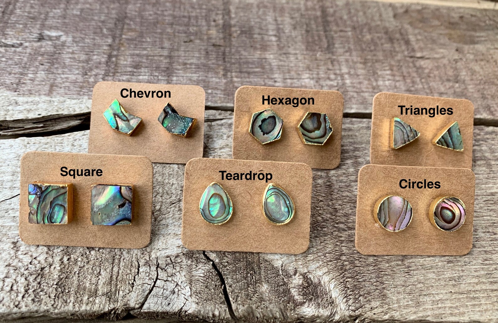 Geometric Abalone Paua Shell Gold Stud Earrings Shell Stud | Etsy