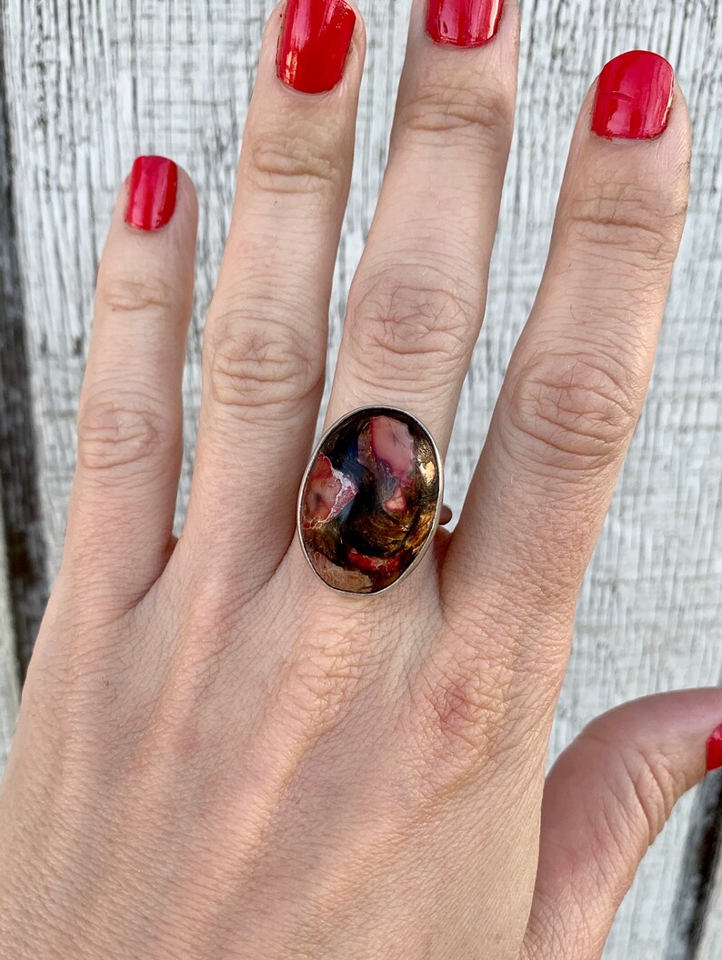 Oval Bright Pink Copper Sea Sediment Ocean Jasper Sterling - Etsy