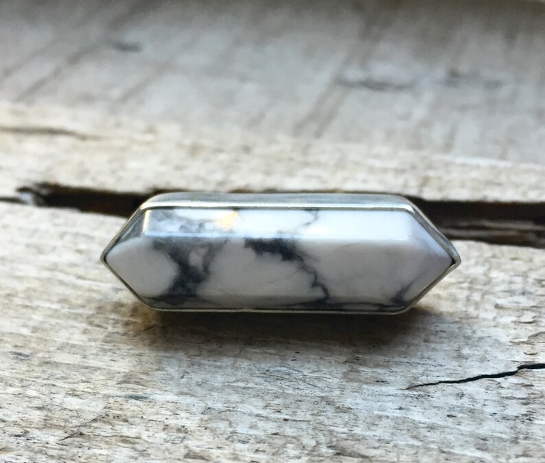 Hexagon White Grey Howlite Wand Double Terminated Point - Etsy
