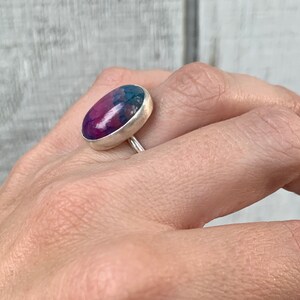 Elegant Pastel Blue Pink Purple Dragon Agate Sterling Silver Ring ...