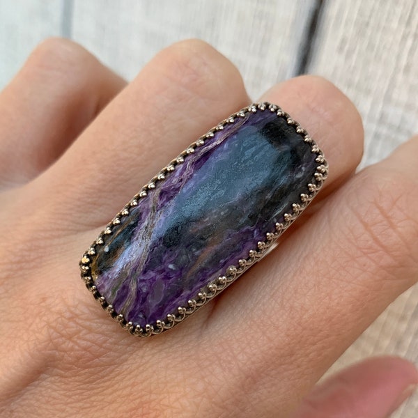 Charoite Ring - Etsy