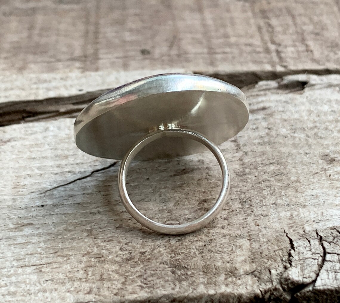Large Round Purple Ocean Jasper Sterling Silver Statement Ring | Boho ...