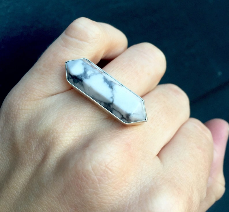 Hexagon White Grey Howlite Wand Double Terminated Point - Etsy