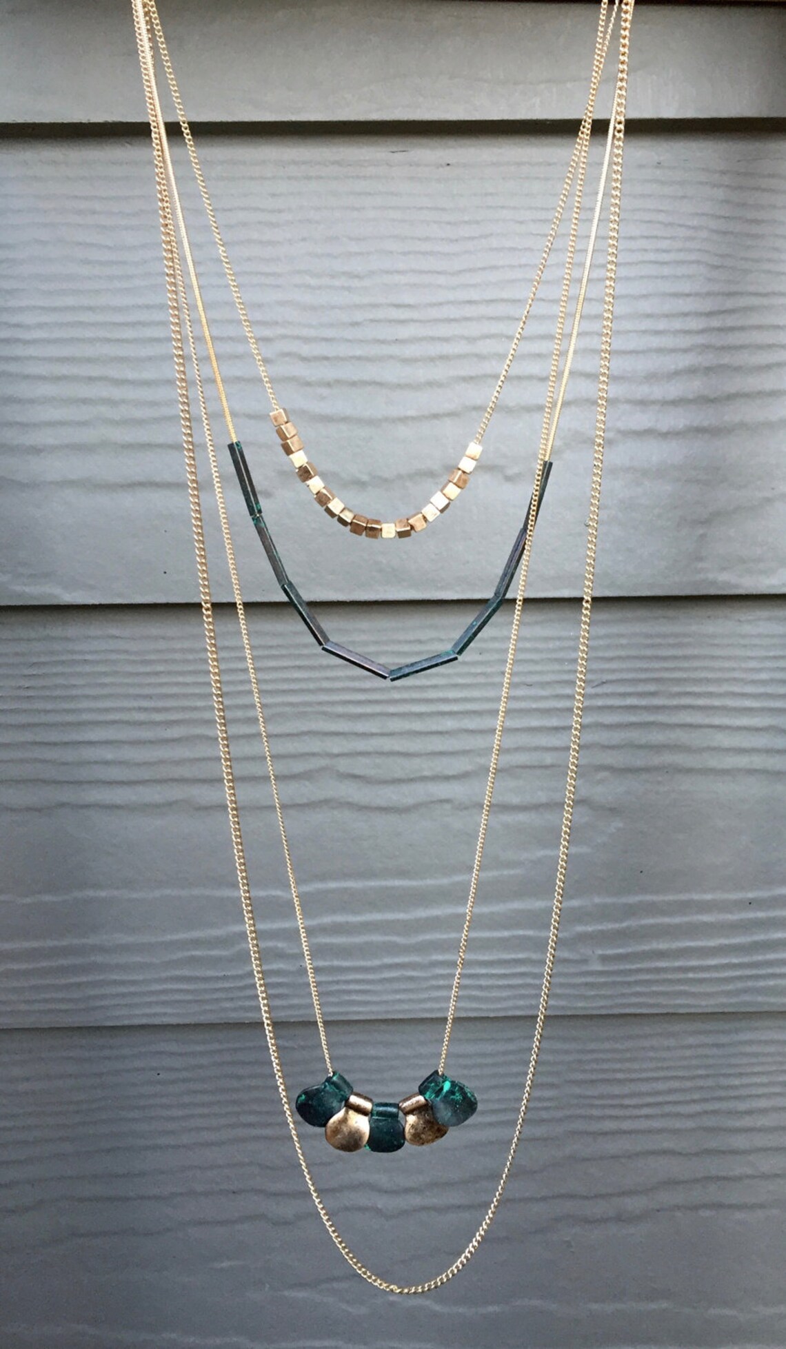 Multi Strand Rustic Gold Patina Copper Coin Beaded Necklace - Etsy