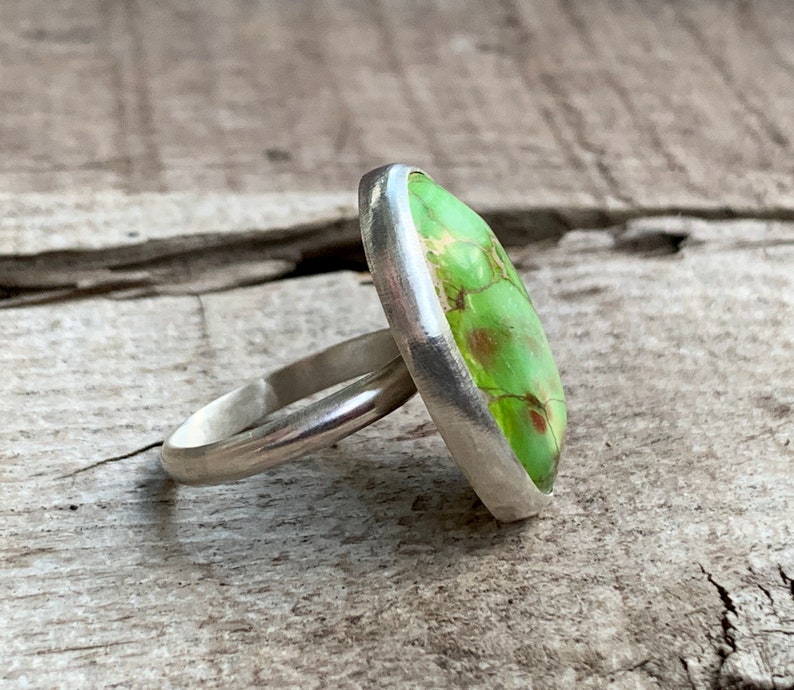 Green Oval Ocean Jasper Sterling Silver Ring Boho Jasper - Etsy