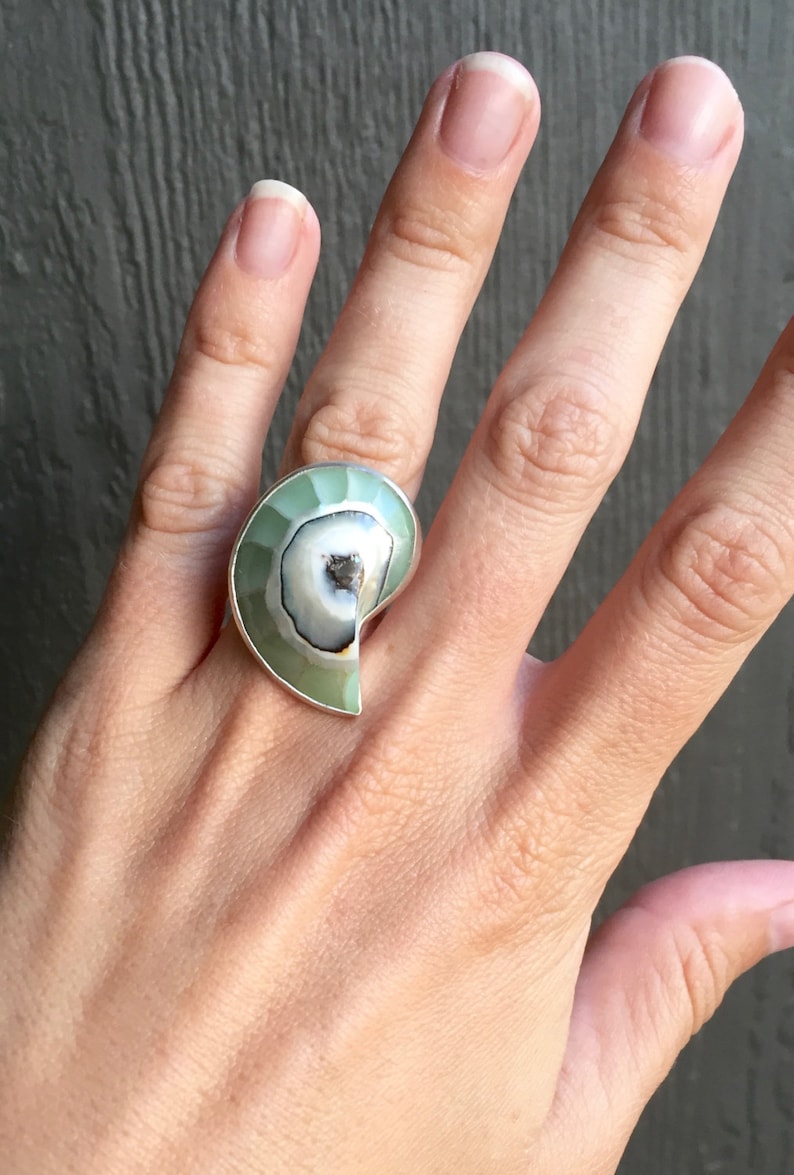Light Green Sea Nautilus Shell Mother of Pearl and Resin Mermaid ...