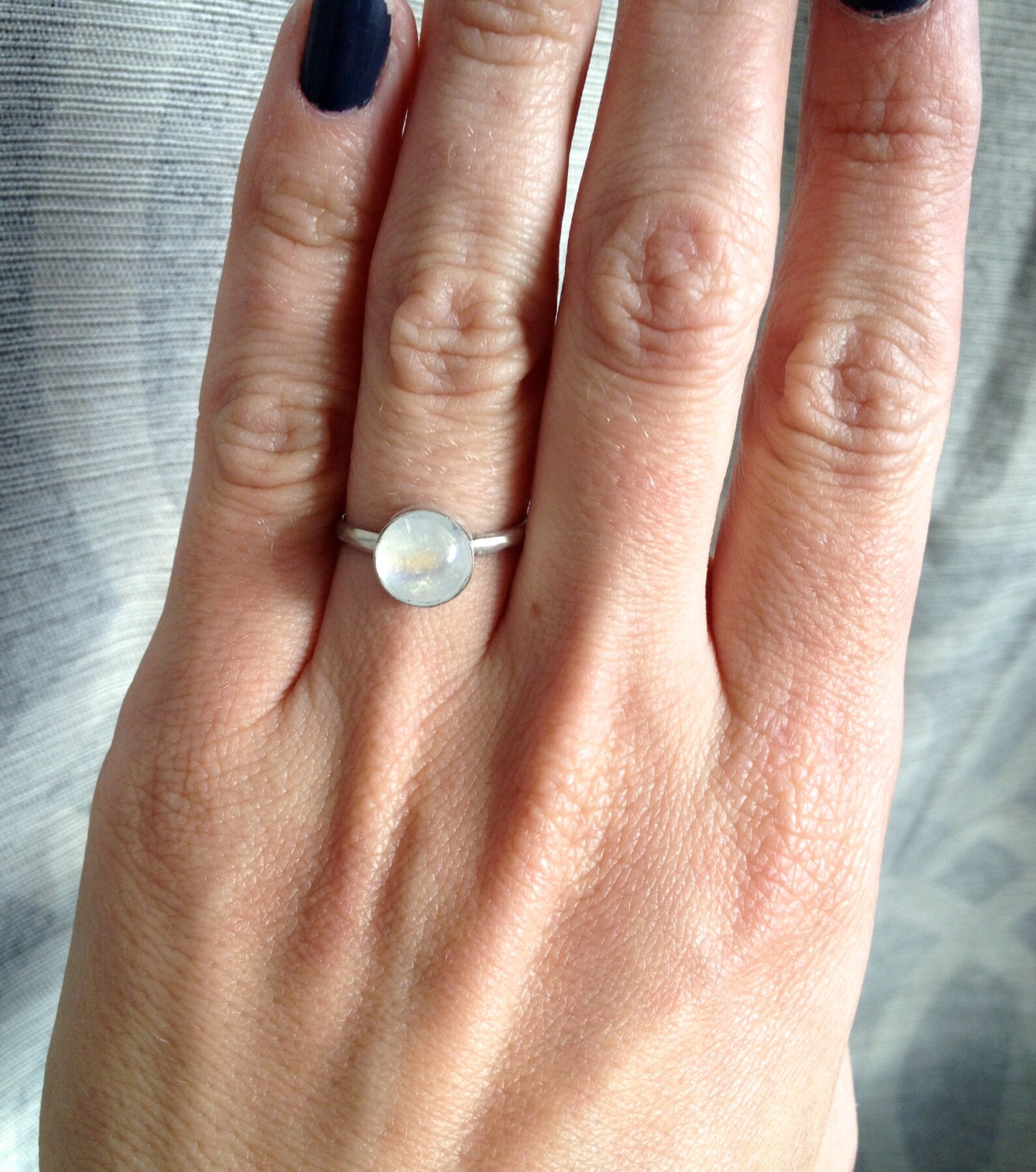 Elegant Solitaire White Moonstone 8mm Round Birthstone Ring in - Etsy