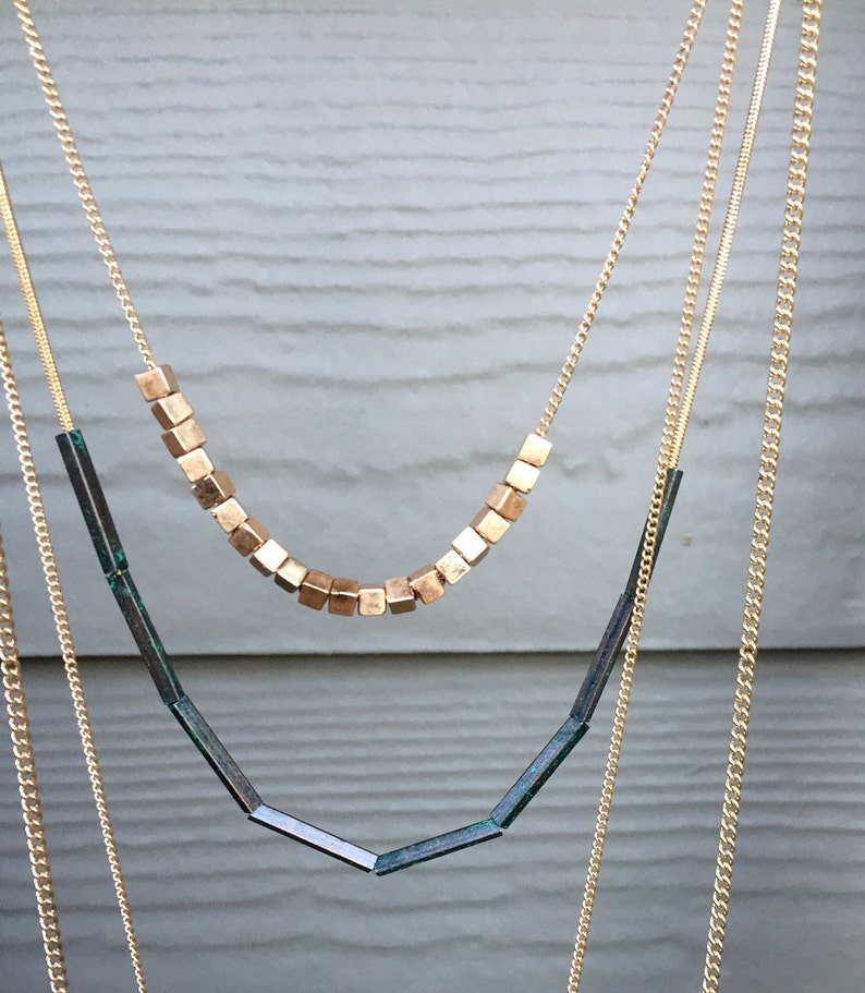 Multi Strand Rustic Gold Patina Copper Coin Beaded Necklace - Etsy