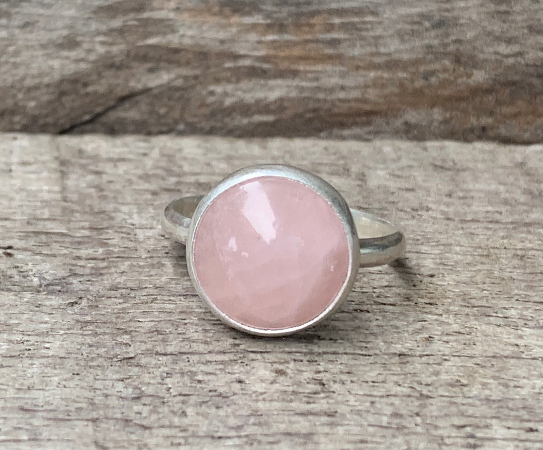 Romantic Gossamer Pink Round Rose Quartz Sterling Silver Ring | Rose ...