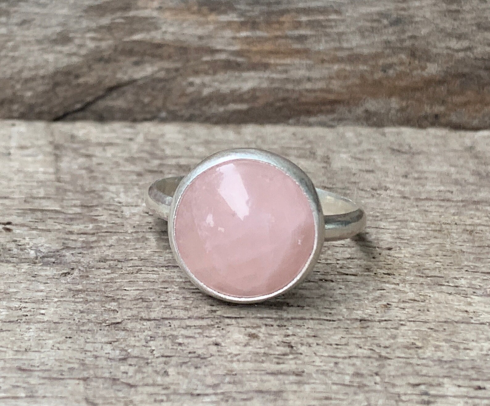 Romantic Gossamer Pink Round Rose Quartz Sterling Silver Ring | Rose ...