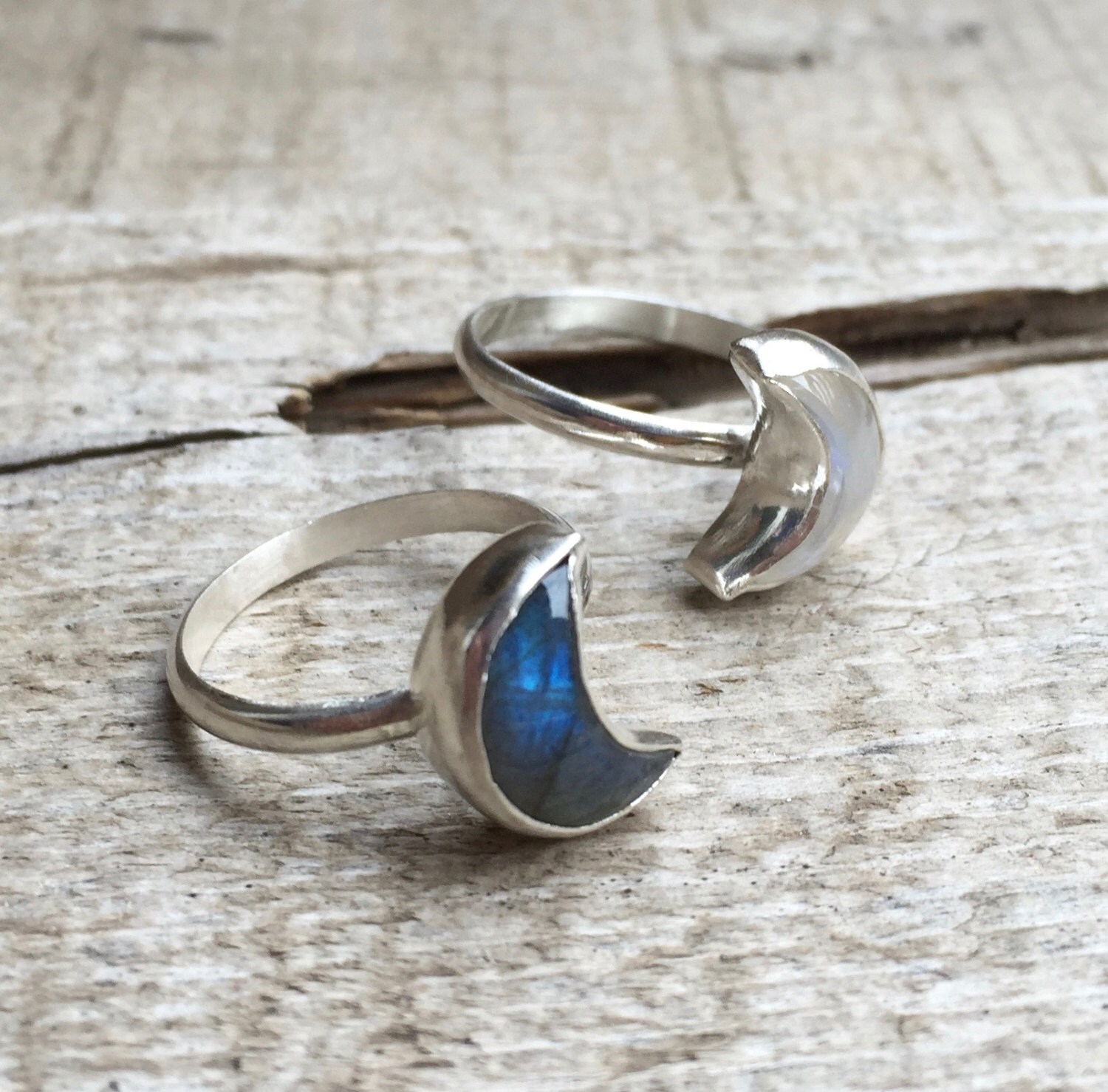 Elegant Boho Chic Half Moon Crescent Labradorite or Moonstone | Etsy