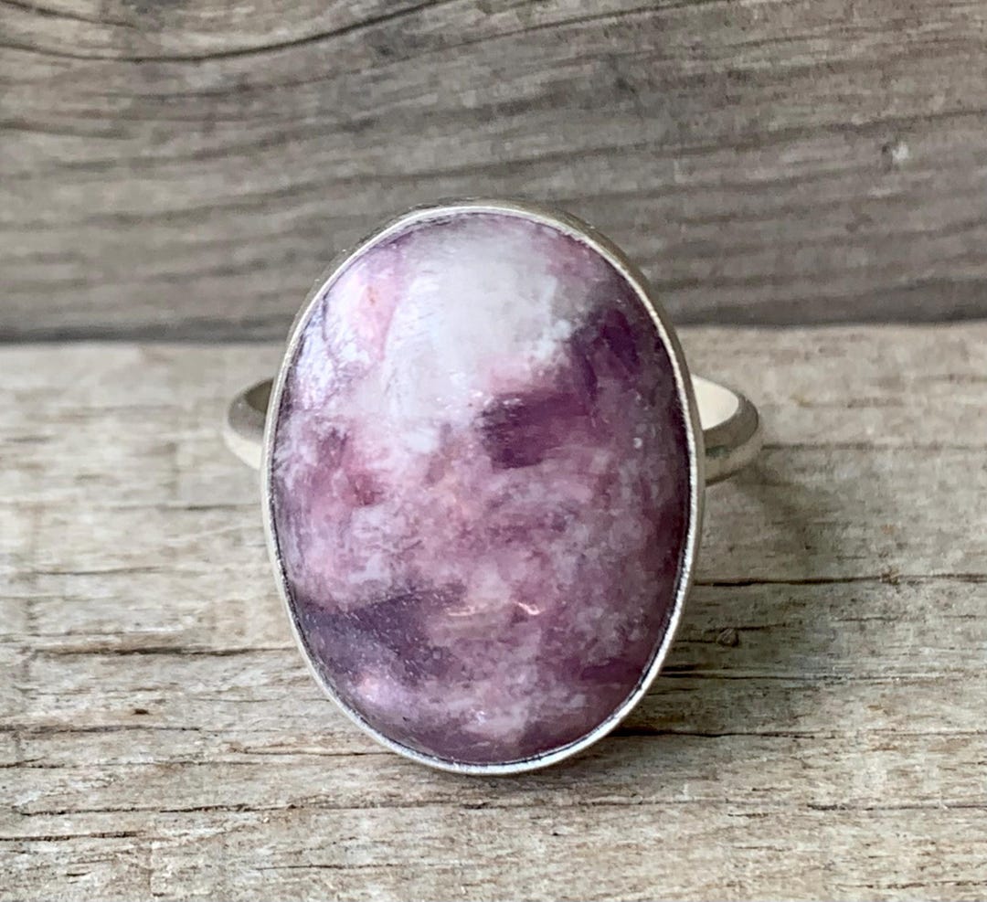 Dark Pink Purple Merlot Colored Oval Lepidolite Lithium Mica Sterling ...