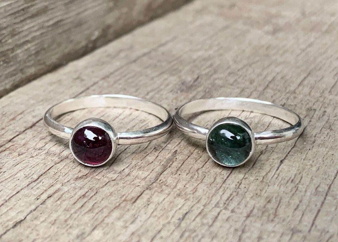 Elegant Small Round Tourmaline Sterling Silver Solitaire Ring ...
