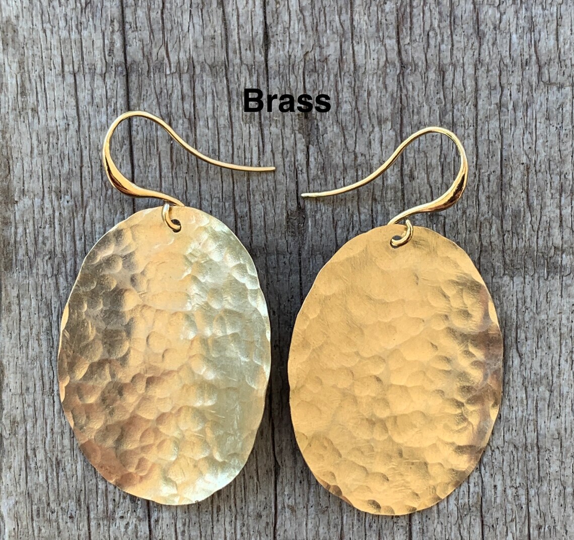 Statement Earrings Large Oval Hammered Sterling Silver - Etsy